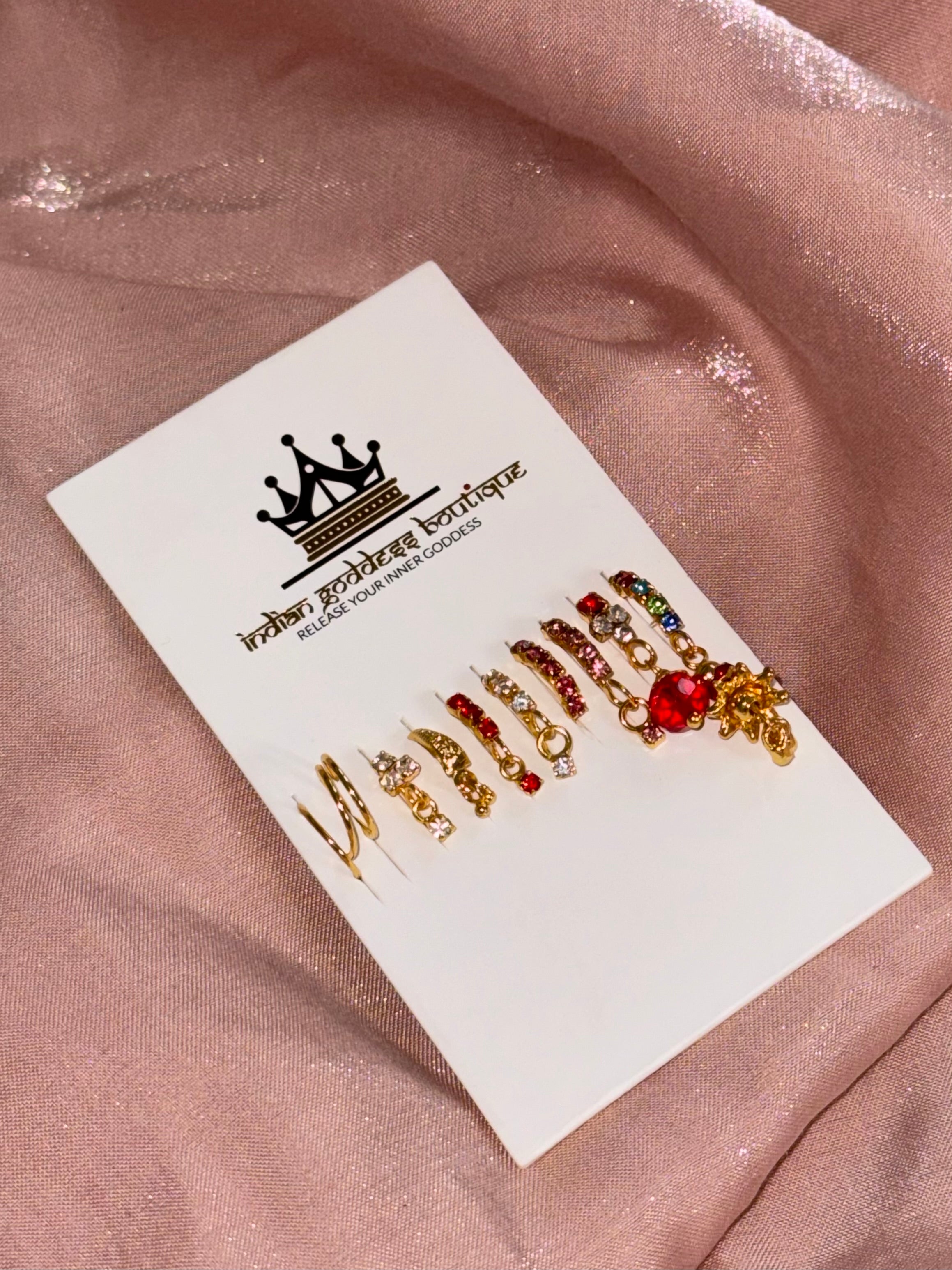 Deluxe Valentine’s Day Nose Ring Set – Indian Goddess Boutique llc