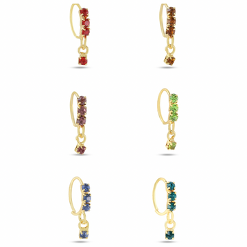 6 Pack of Colored Dangling Nose Rings in Gold Plating – Indian Goddess ...